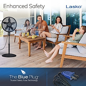 Lasko 1843 18″ Remote Control Cyclone Pedestal Fan with Built-in Timer, Black Features Oscillating Movement and Adjustable Height