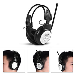 Serounder FM Radio Headphone with LCD Display, Over Ear Foldable Wireless/Wired Stereo Noise-Cancelling HiFi Headset Radio Receiver Hearing Protector Earmuff