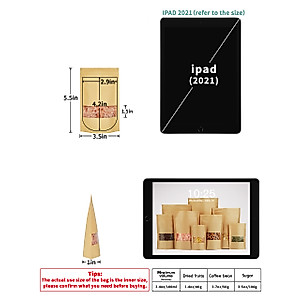 FireKylin 100 Pcs Kraft Paper Bags with Window, 3.5" x 5.5" Stand Up Pouches Bags, Zip Lock Food Storage Bags for Packaging Products, Reusable, Sealable