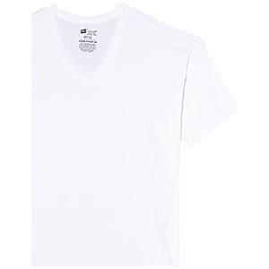 Hanes Mens Cotton, Moisture-wicking V-neck Tee Undershirts, Multiple Packs And Colors, White, Large US