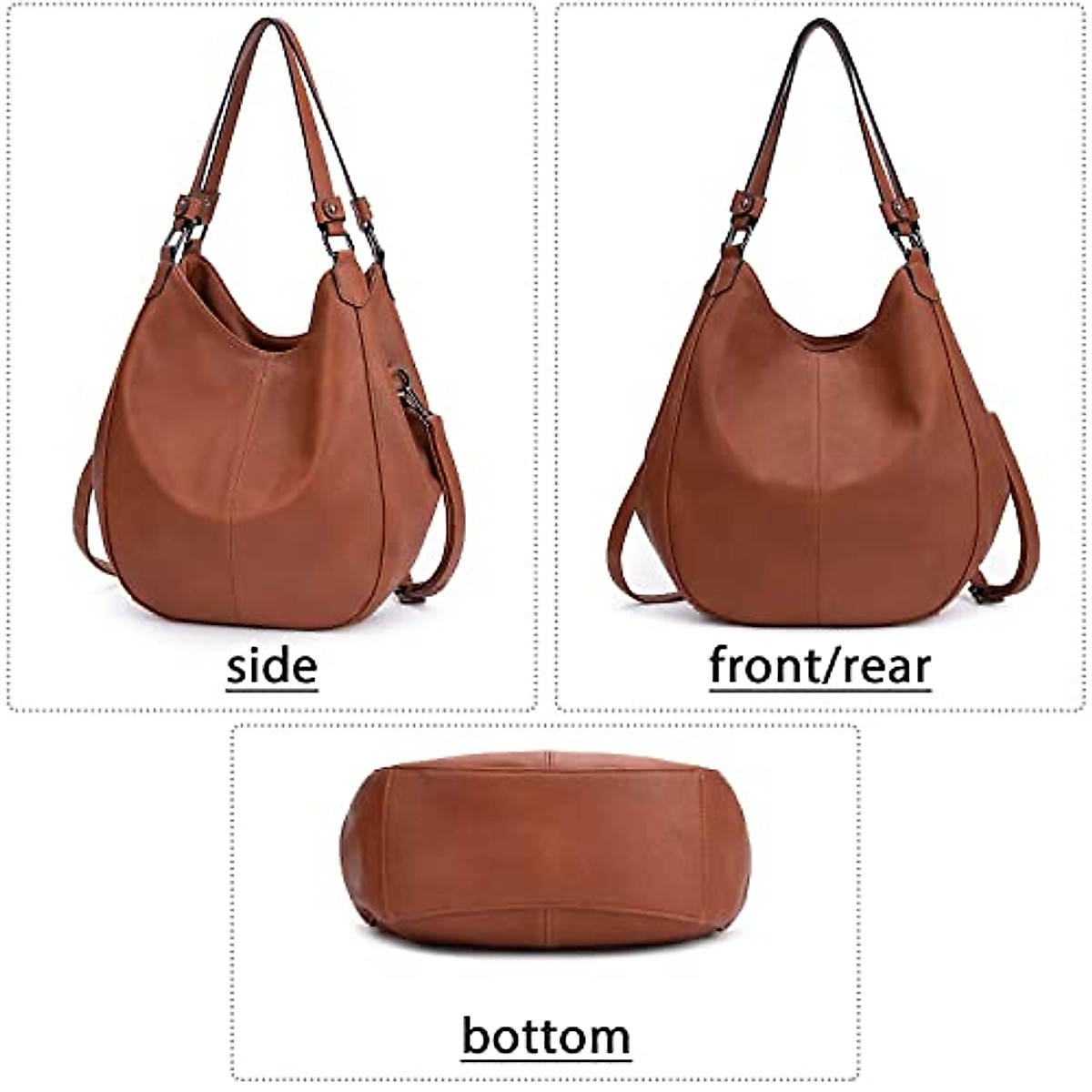 10L Big Hobo Bags for Women Designer Purses and Handbags Leather Tote Bag Conceal Carry Shoulder Crossbody Purses for Women Brown