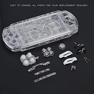 Replacement Full Housing Console Game Shell Case Cover Back Repair Parts for PSP 3000 ,Playstation Portable 3000 System , Shock Absorption and Anti Scratch Design Silver