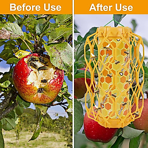 Sancodee 4 Pcs Wasp Trap Outdoor Hanging, Insect Catcher for Wasps and Carpenter Bees, Bee Killer Sticky Bug Boards Yellow Jacket Trap with Bait Reservoir, Non-Toxic Reusable Wasp Hornet Trap (Orange)