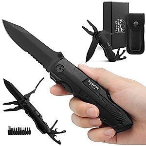 Survive Hero Camping Multi Tool Pocket Knife Multitool Knife for Men, Birthday Gift for Dad Gifts Son Daughter, Tactical EDC Utility Knife Multitool, Brother Gifts for Dad Gifts Grandpa Brother