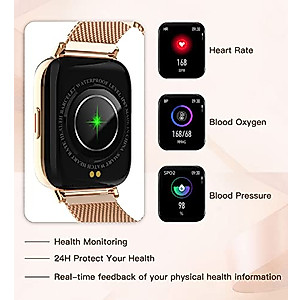 Lefitus Smart Watches for Women (Answer/Make Calls) 1.7" Touchscreen Fitness Tracker with Heart Rate Monitor Pedometer Smartwatch for Android and iOS Phones with Stainless Steel Band Waterproof