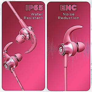 GIZMORE Giz Mn227 Bang Bluetooth Wireless 5.2 in Ear Neckband, Up to 40 Hrs Playtime, Dual Pairing, Touch Controls, Magnetic Smart Buds, Fast Caharge Neckband (Pink)