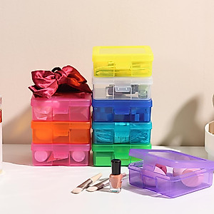 Naivees Organizing Container with Latching Lids,Stackable Plastic Empty Storage Boxes for Office,Lego,Crayon and Other Craft Projects (18 Pack-Color)