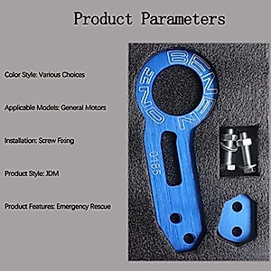 JDM car Accessories Tow Hook Kit for Universal Car Auto Aluminum Rear Towing Hook （Blue）
