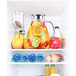 Glass Pitcher, veecom 80oz Water Pitcher with Lid, Large Glass Pitcher with Lid and Spout for Hot&Cold Beverage, Juice, Iced Tea Pitcher for Fridge, Borosilicate Glass Carafe/Jug with Brush