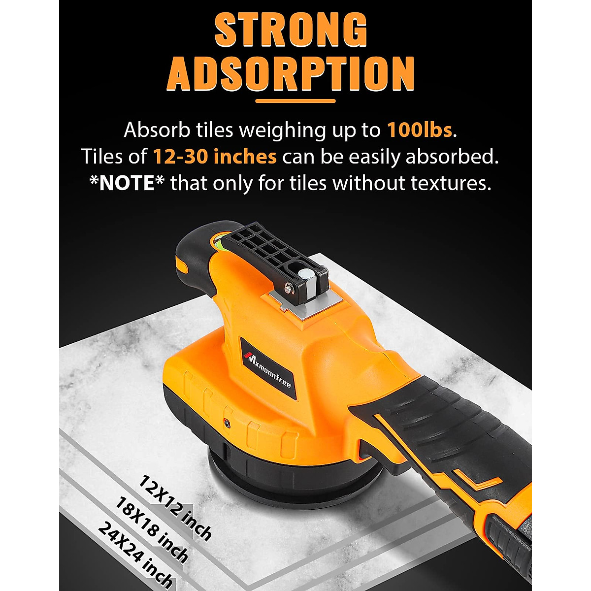 Mxmoonfree 12V Tile Vibration Machine ORANGE + Tile Vibrator No Suction Cup
