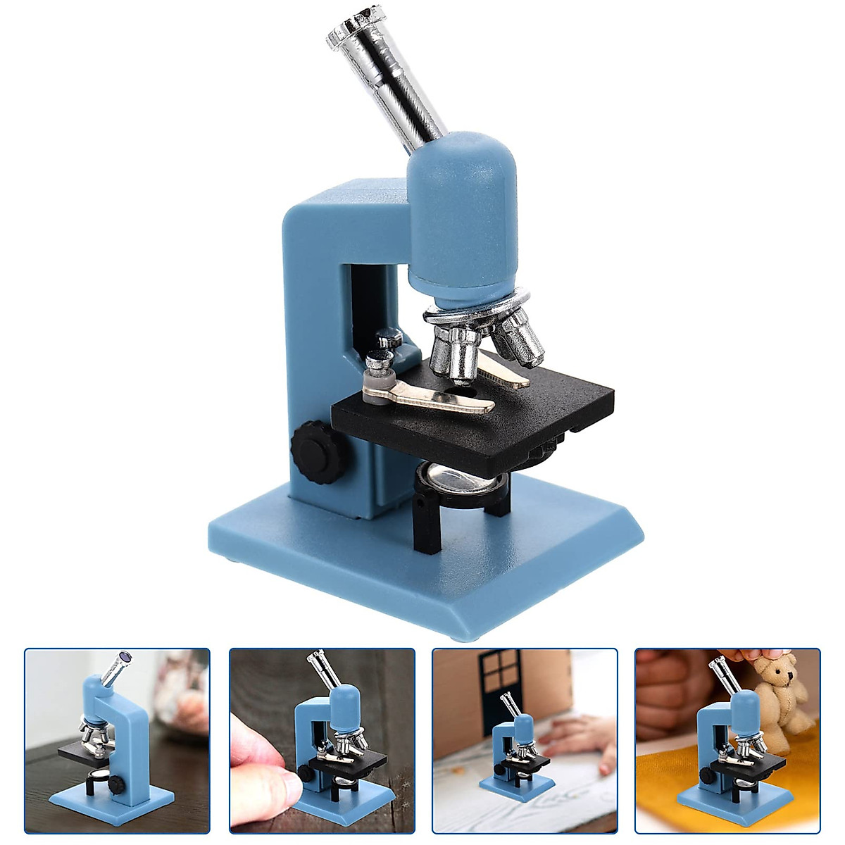 Zerodeko 1:12 Scale Dollhouse Microscope, Realistic Miniature Microscope Model, Fake Biological Microscopes for Dollhouse DIY Micro Landscape Ornament