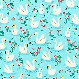 Quality Fabric Princess Swan on Baby Blue Flannel by The 1/4 Yard (18x22)