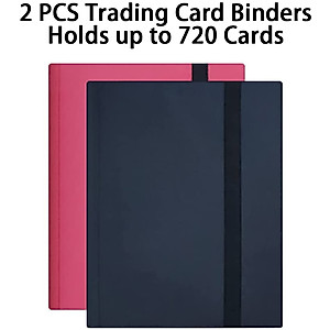 Trading Cards Album Binder, JARAGAR 9 Pockets PU Leather Card Binder Holder 20 Sheets Band Closure Card Storage Case Holds up to 360 Cards Fit for TCG Baseball Football Cards