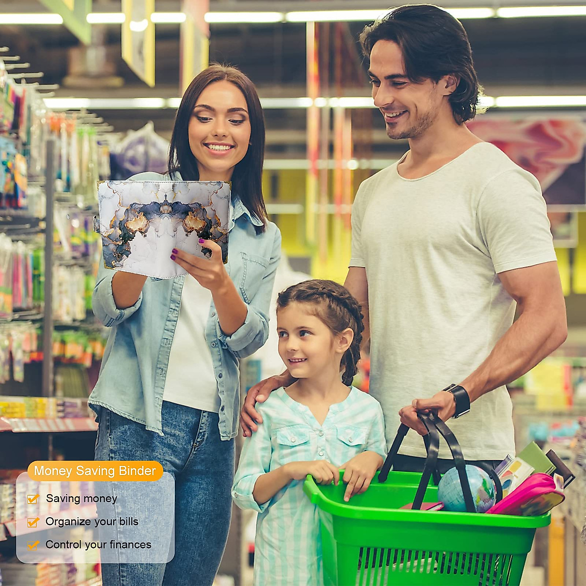 Budget Binder with Zipper Envelopes, A6 Money Saving Binder with Cash Envelopes for Budgeting, Money Bill Organizer for Cash, Budget Planner for Saving Money(Marble White)