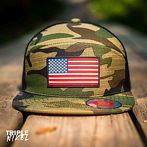 TRIPLE NIKEL | USA American Flag Patriotic Snapback Camo Hat for Men or Women