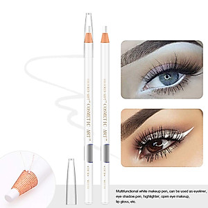 Ownest 3 Pcs Microblading White Eyeliner Eyebrow Pencil,Smooth Draw Eyeliner Eyebrow Peel-off Pencil Waterproof Marker Eye Liner Eyebrow Pencil Permanent Makeup,with 10 Eyebrow Trimming Blade