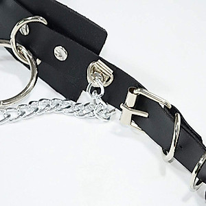 MJartoria Punk Waist Chain Belt Faux Leather Body Chains Body Jewelry Accessories Gothic Waist Jewelry for Women (Black)
