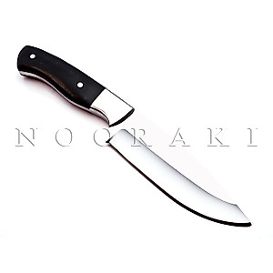 Nooraki HK-321 Knives 9-inch Overall, Beast Hunter, Hunting Knife - Full Tang Fixed Blade D2 Steel - Black Micarta Handle with PREMUM Quality Cow Hide Leather Sheath (D2 Steel)