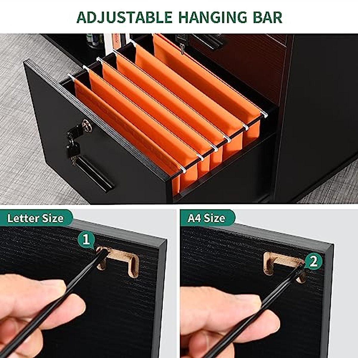 YITAHOME 55" Executive Desk and Lateral File Cabinet, 3 Drawers File Cabinet with Charging Station, L Shaped Desk Computer Desk Home Office Furniture Sets with Drawers & Storage Shelves, Walnut+Black