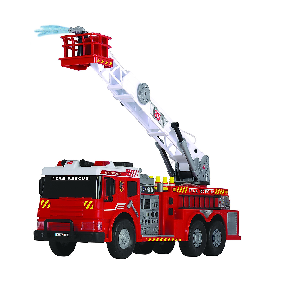 DICKIE TOYS: 24" Light and Sound Fire Brigade Vehicle (with Working Pump), Ladder Rotates by 350 Degrees, Battery Powered, for Ages 3 and up
