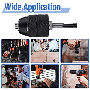 Mesee 2-13MM Keyless Drill Chuck with SDS Plus Adaptor, Professional Heavy Duty 1/2-20UNF Mount Quick Change Self-tighten Drill Chuck Adapter Converter Rotary Hammer Conversion Tool