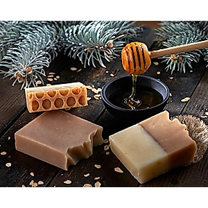 Fat Owl Products Handmade Natural Soap Bars - Palm Oil Free, Organic Bar Soap for Men and Women - Cold Pressed, Fragrance Free 3.5 oz Body Soap Bars (Honey & Oatmeal)