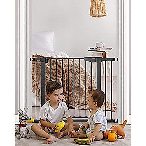 Mom's Choice Awards Winner-Cumbor 29.7"-40.6" Width Pressure or Hardware Mounted Auto Close Safety Baby Gate, Durable Extra Wide Dog Gate for Stairs, Doorways, Easy Walk Thru Pet Gate for House