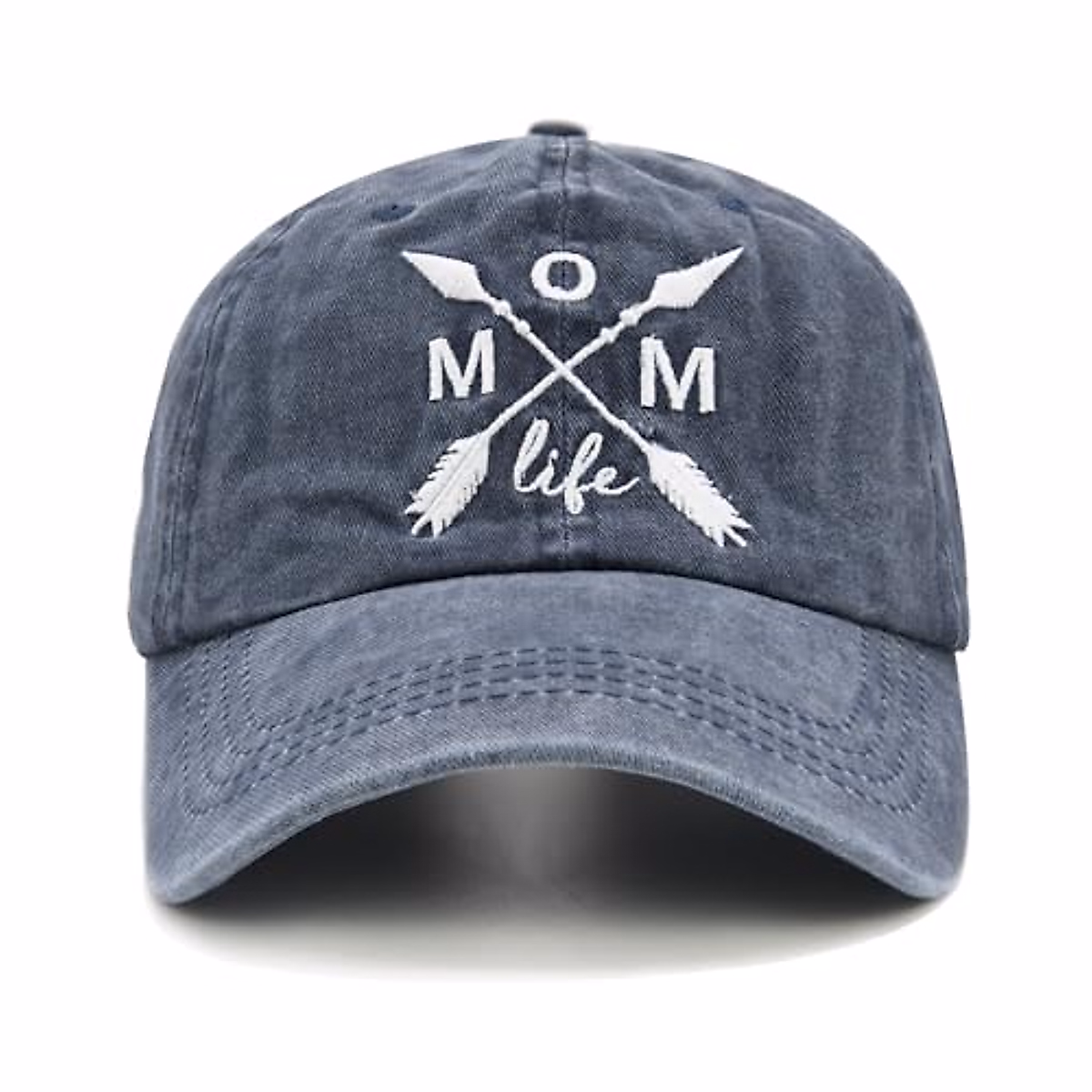 LOKIDVE Women's Mom Life Dad Hat Embroidered Distressed Denim Baseball Cap