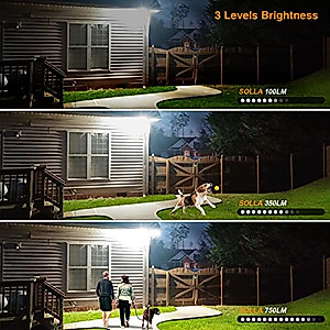 SOLLA Battery Powered LED Flood Light Outdoor, Wireless Motion Sensor Security Lights, 5000K, IP65 Waterproof, Flood Light Battery Operated, 3 Head Motion Detector Light for Garage,Yard, Porch