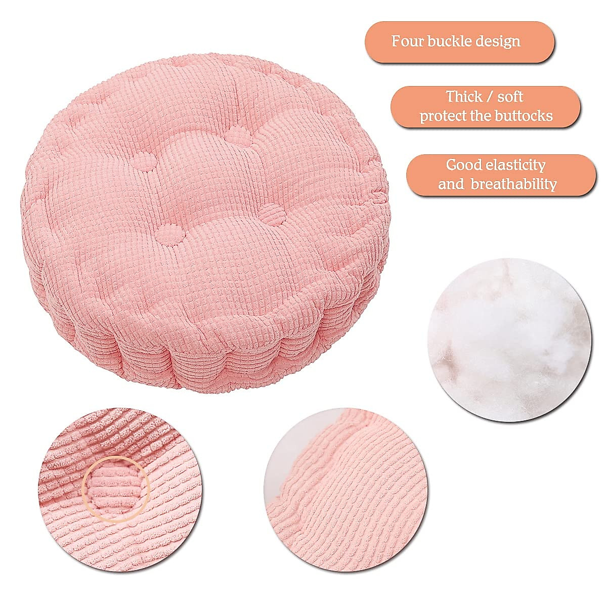 HomeMiYN Round Seat Cushions, EPE Foam Filled Indoor Chair Pad Cushions for Home, Office, Dining, Kitchen (Small (Pack of 2), Pink)
