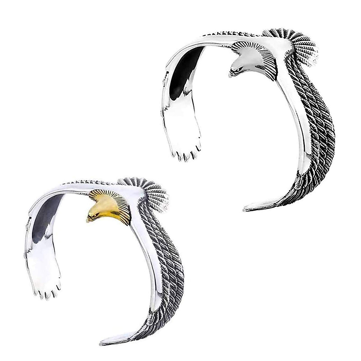 Aderpmin Eagle Cuff Bracelet-Fashion Adjustable Eagle Cuff Wristband Open Ended Bangle Wristband Bracelet for Valentine Gifts (Gold+Silver)