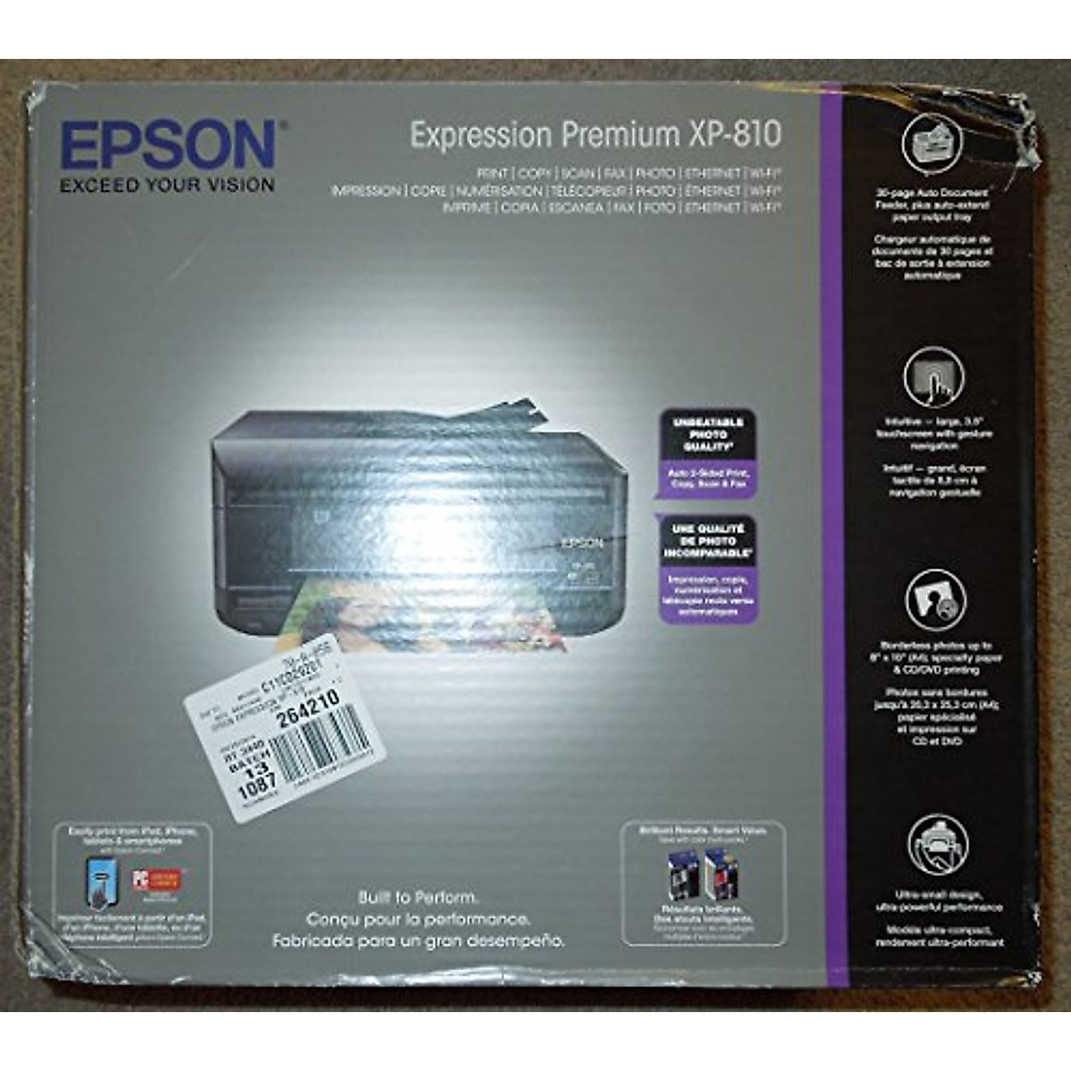 Epson C11CD29201 Expression Premium XP-810 Small Wireless Color Photo Printer with Scanner, Copier and Fax
