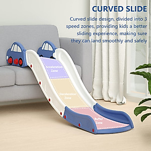 Kids Slide for Bed Couch Slide for Stairs Slide Extended Widened Toddler Slide Plastic Indoor Slide Toy Easy to Assemble Store Car Blue Plus