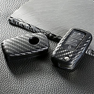 M.JVisun Soft Silicone Rubber With Carbon Fiber Texture Pattern Skin Cover Protector For Volkswagen Fob, Car Keyless Entry Remote Key Fob Case For VW Volkswagen 2 3 Buttons Fob Remote Key - Black