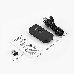 Eyoyo Mini CCD Bluetooth Barcode Scanner, 3-in-1 Bluetooth & USB Wired & 2.4 Wireless Bar Code Reader Portable Image Scanner 1D Screen Scanning compatible with iPad, iPhone, Android Phones, Tablets PC