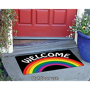 Toland Home Garden 800452 Welcome Rainbow Pride Door Mat 18x30 Inch Outdoor Doormat for Entryway Indoor Entrance