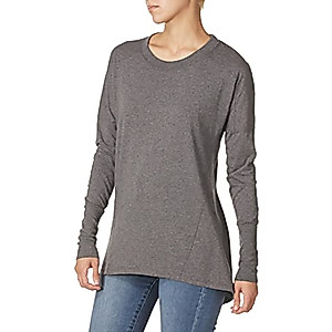 Fruit of the Loom Women's Essentials All Day Long Sleeve Scoop Neck T-Shirt, BLACK HEATHER,S