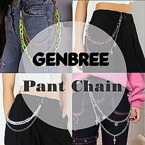 GENBREE Hip Hop Pants Chain Punk Colorful Jean Chains Layered Hipster Cool Trouser Chain Wallet Chain Waist Jewelry for Women and Girls