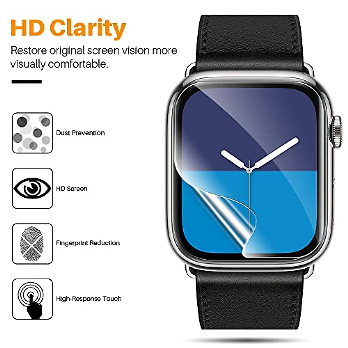 LK 8 Pack for Apple Watch 44mm Screen Protector Series 6/5 SE2 [Upgrade Soft Film] [Self-Healing] Ultra-thin Film, Screen Protector Apple Watch 44mm, Anti-Scratch, Touch Sensitive