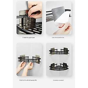 MXITA Corner Shower Caddy,Adhesive Shower Corner Organizer Shelves,Bathroom Shower Organizer Shelves，No Drilling, for Toilet, Bathroom, Dorm and Kitchen 2 Pack (black)