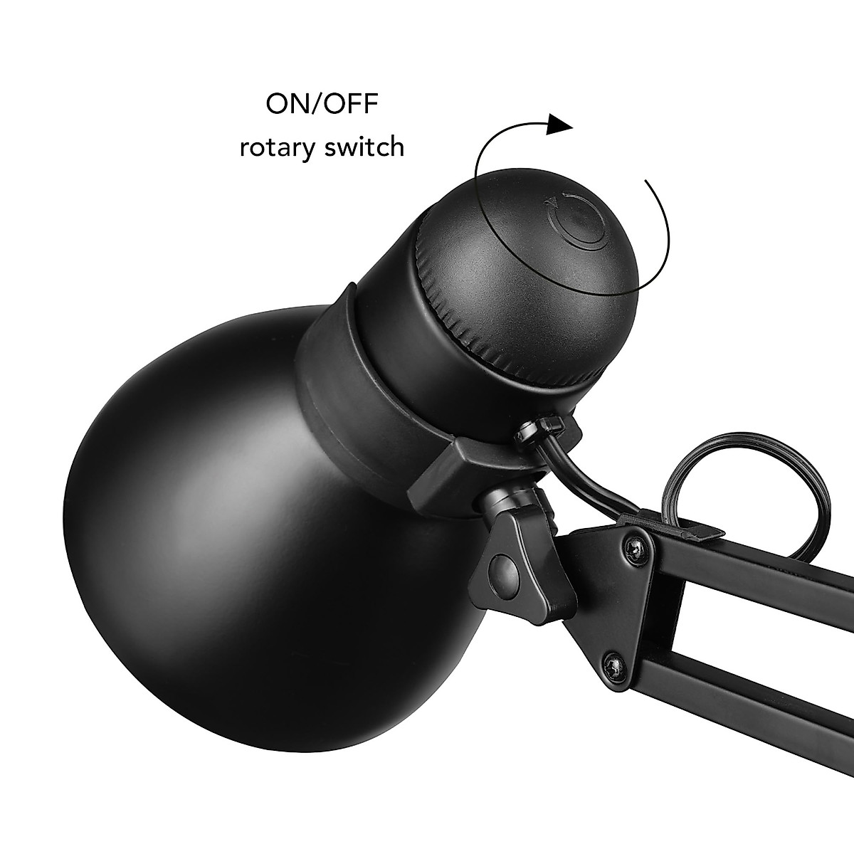 Globe Electric 5698601 28" Heavy Base Top Moving Spring Balanced Swing Arm Desk Lamp, Black, On/Off Rotary Switch on Shade, Home Office Accessories, Lamp for Bedroom, Home Décor, Home Improvement