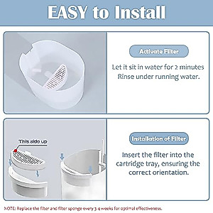 12 Pack Cat Water Fountain Filter & 12 Pack Replacement Fliter Sponges Fit for Uahpet Water Fountain 67oz/2L Automatic Pet Fountain,Pack of 24