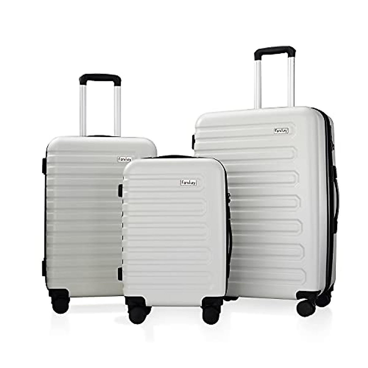 Fanskey Luggage, 3 Piece Set Suitcase with Spinner wheels, Hardshell, Lightweight, TSA Lock (White)