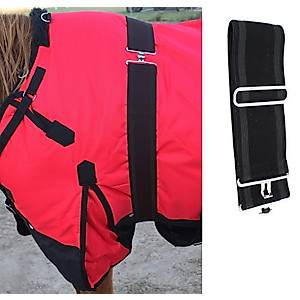 CHALLENGER Horse Blanket Sheet Cooler Adjustable Elastic Surcingle Black 403EE01BK