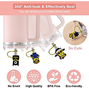 [5 Pcs] Brighten Your Stanley Cup & Stitch Water Bottle w/Cute Cartoon Straw Covers - Cute Valentine Gift, Straw Caps & Straw Topper Perfect for Coffee, Tumblers, Starbuck Cups & Reusable Straws!
