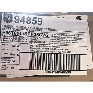 24 Pieces GE 94859 F96T8XL/SPP35CVG 59W 3500K Single Pin Fa8 Coverguard Lamp