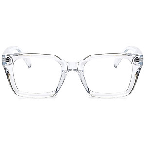 EYLRIM Classic Thick Square Frame Clear Lens Glasses for Women Men Non Prescription Eyeglasses(A2 Transparent)