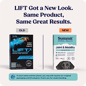 Summit Animal Health Joint and Mobility Supplement for Large Dogs (Previously Lift), All Natural Liquid Chrondroitin with Liposomal Delivery for Arthritis, Hip & Joint Support Vitamin, (Dogs 75+lbs)