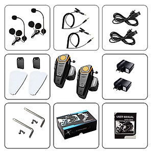 Bluetooth for Motorcycle Helmet Headset, BT-S2 Headphones Headset Speakers Built in Wireless Calling Walkie-Talkie Intercom Skiing Dirt Bike Helmet Waterproof Wireless Communication 2-3 Riders(2 Pack(