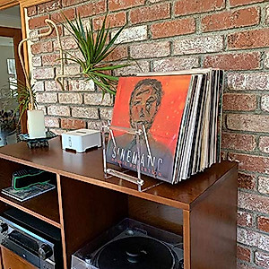 NIUBEE Clear Vinyl Record Stand Holder for Desktop Album Storage, Acrylic Vinyl Record Shlef Display 50 LPs